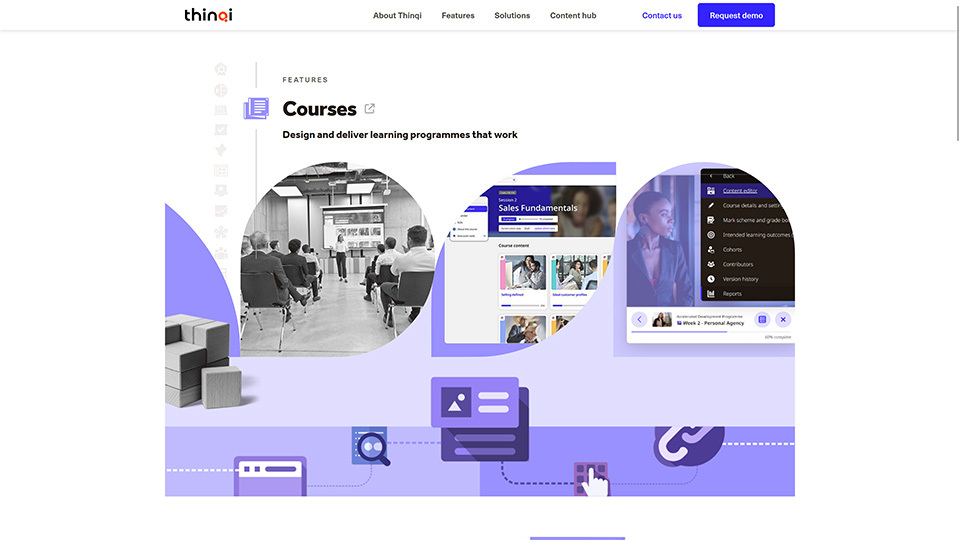 Thinqi Features | Courses - Design and deliver learning programmes that work